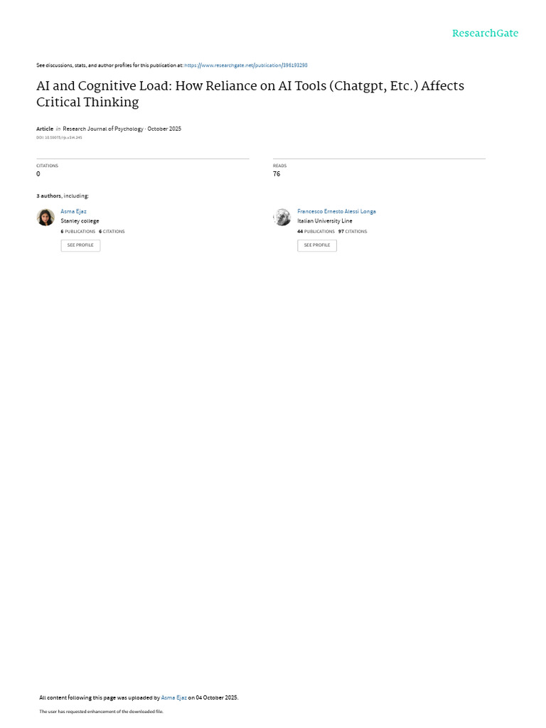 AI Tools and Their Impact on Critical Thinking | PDF | Dependent And ...