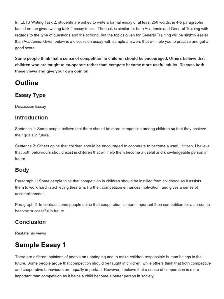 IELTS Writing Task 2: Competition vs. Cooperation | PDF | Essays ...