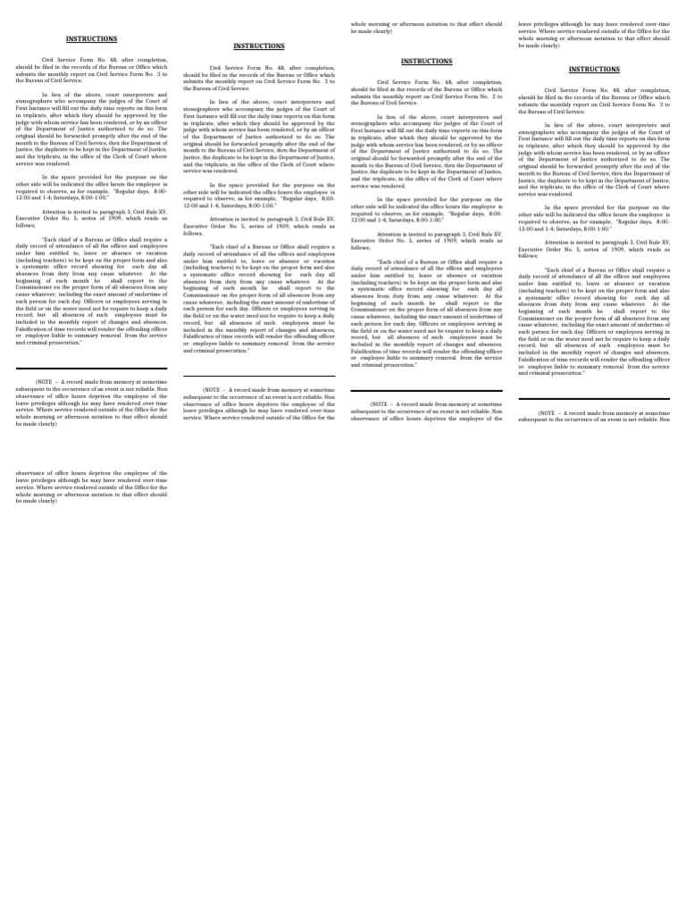 Civil Service Form No. 48 Instructions | PDF | Criminal Law | Justice