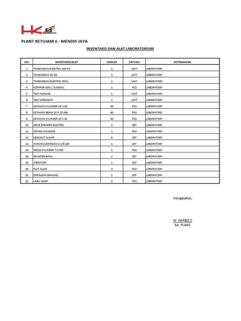 Laboratory Equipment Inventory List | PDF