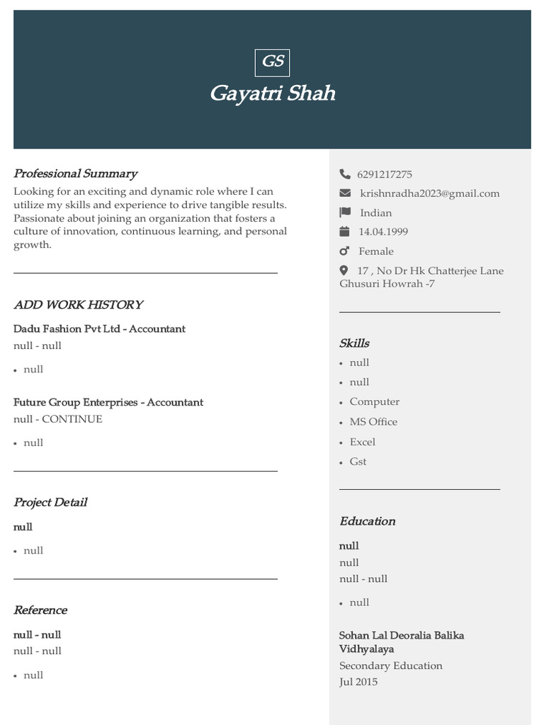 Gayatri Resume 43 | PDF