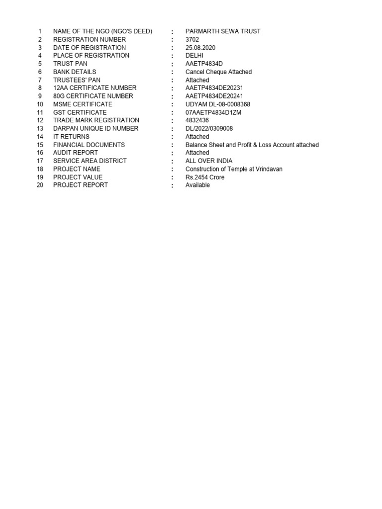 Parmarth Sewa Trust - Documents | PDF | Expense | Taxes