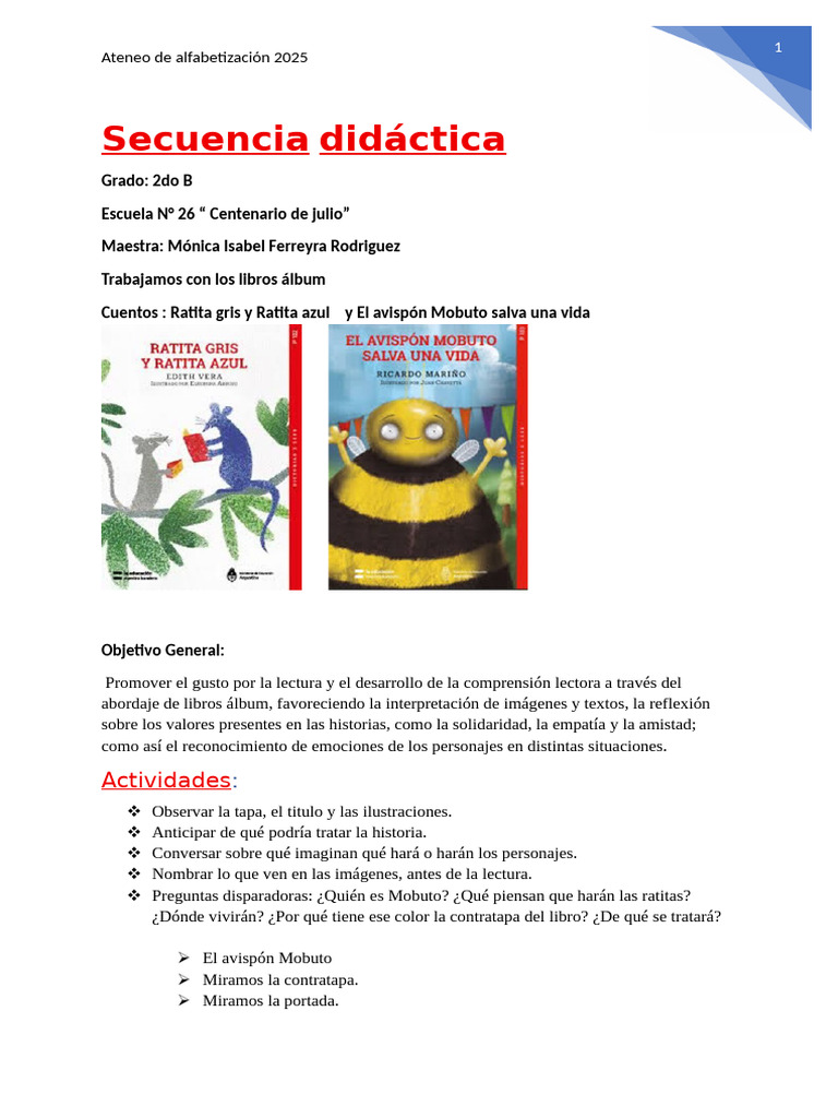 Actividades del Avispón Mobuto | PDF