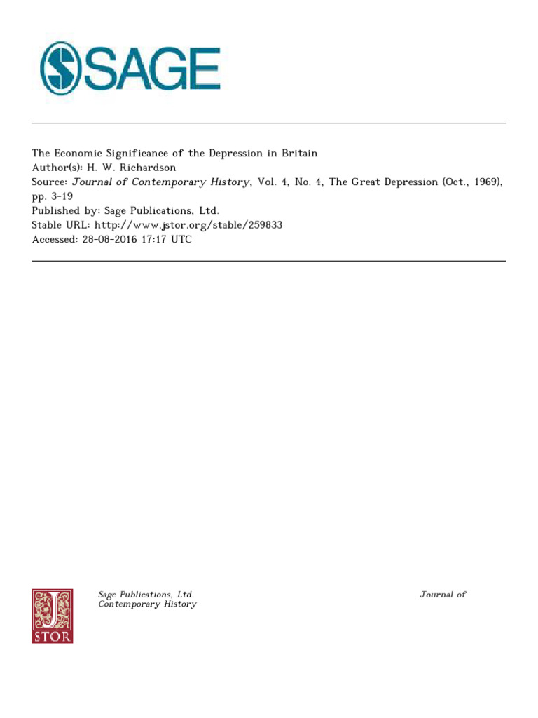 The Economic Significance of Depression | PDF | Great Depression ...