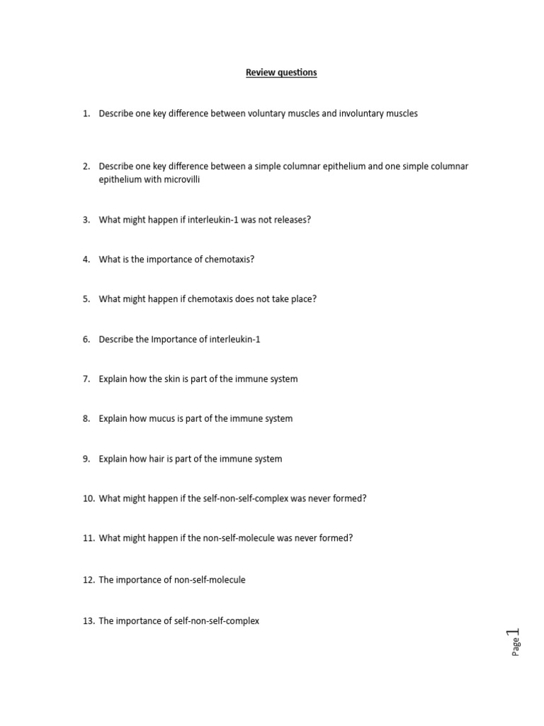 Review Questions For Quarter Test | PDF | Epithelium | Histology