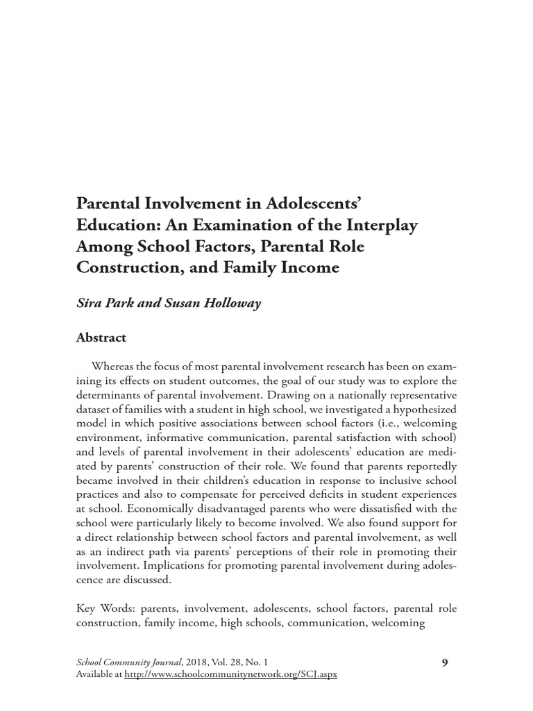 Parental Involvement in Education Factors | PDF