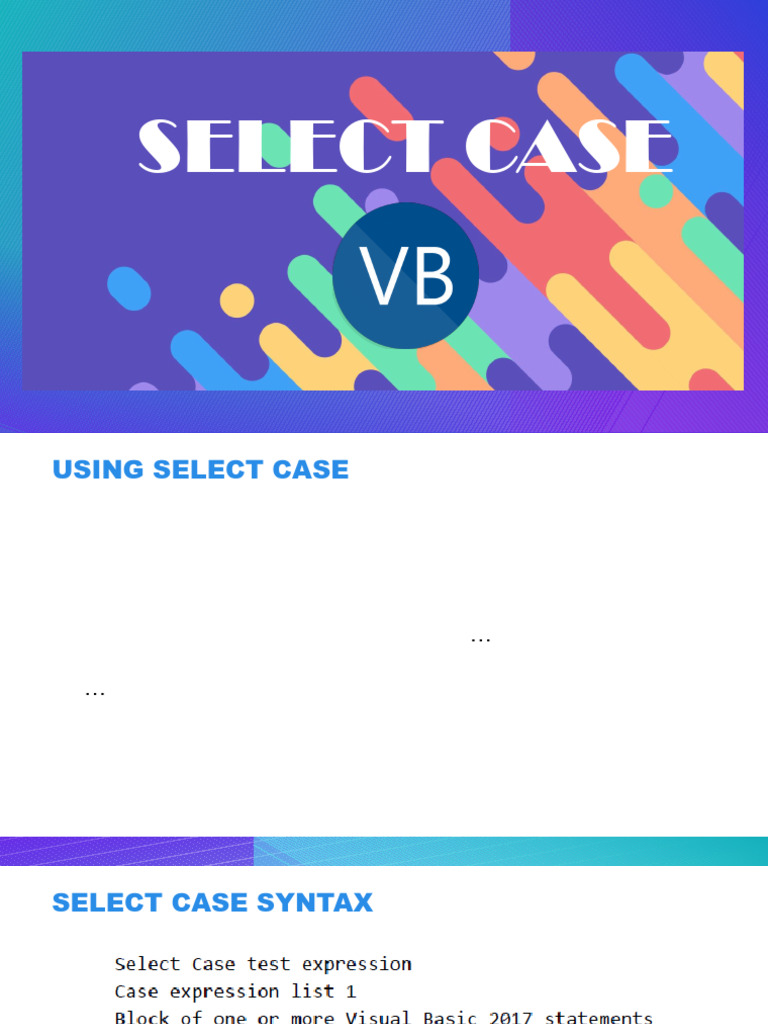 Select Case and Looping | PDF