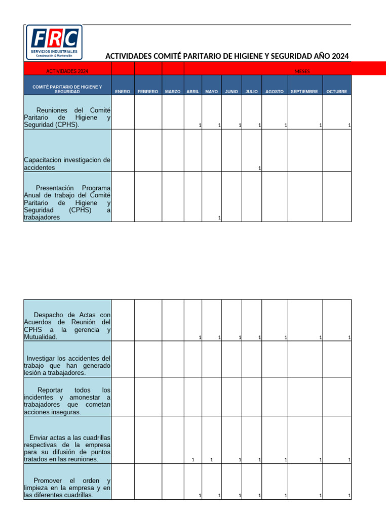 CARTA-GANTT-COMITE-PARITARIO-2024 FRC | PDF