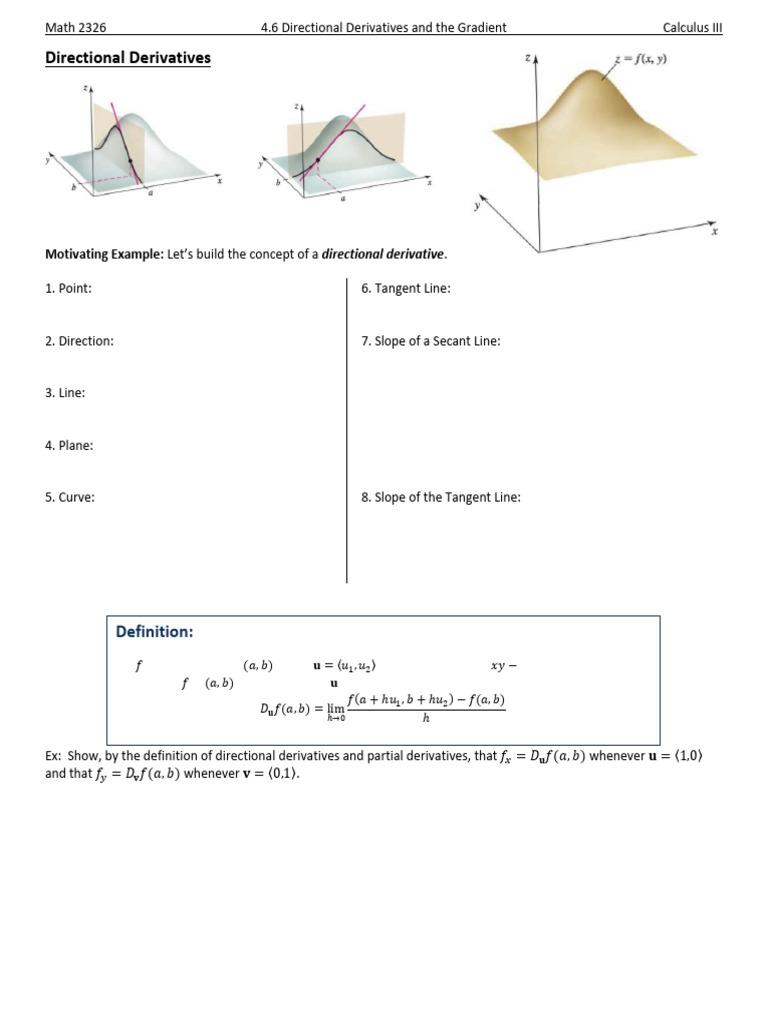 4.6 Directional Derivatives and The Gradient (Part 1) | PDF