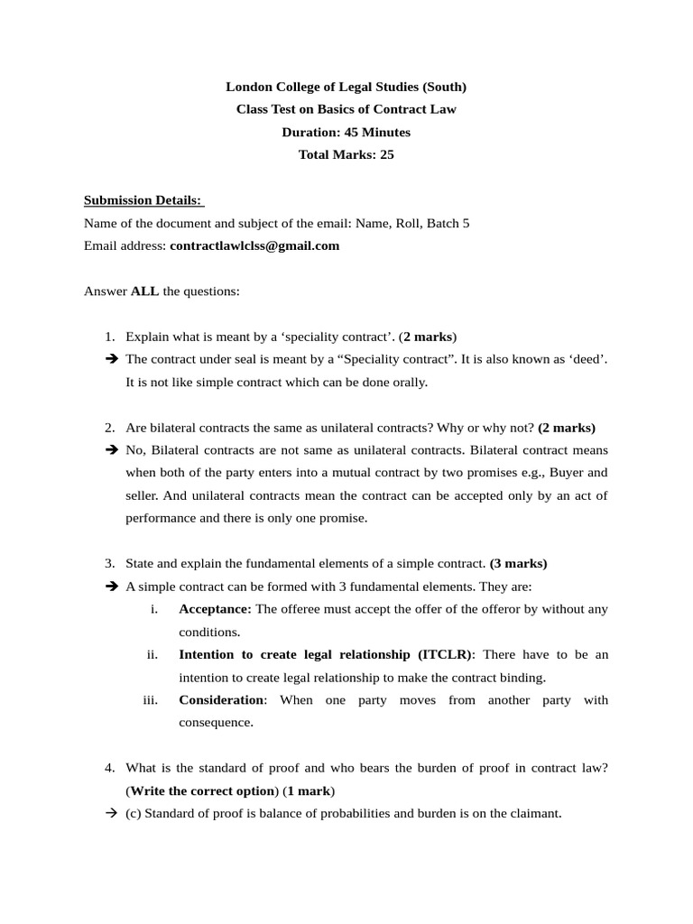 Basics of Contract CT - B5 2024 | PDF | Offer And Acceptance ...
