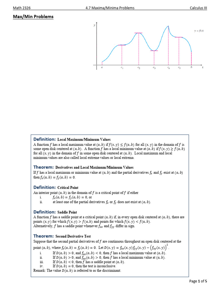 4.7 Maxima-Minima Problems | PDF | Differential Calculus | Functions And Mappings