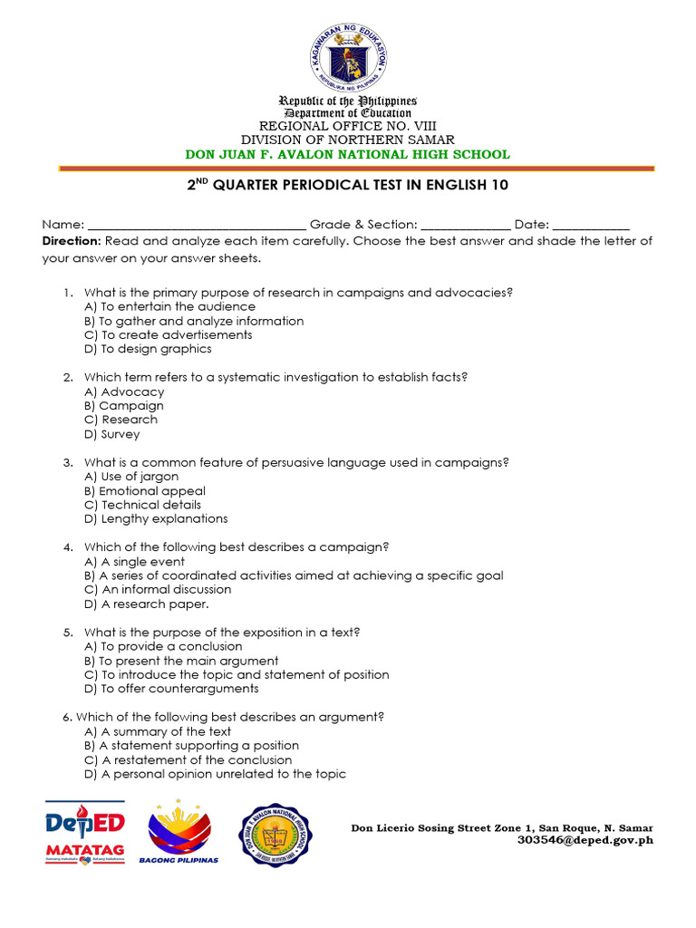 Quarter - 2-Exam - English 10 (MULTIPLE CHOICE) | PDF | Climate Change ...