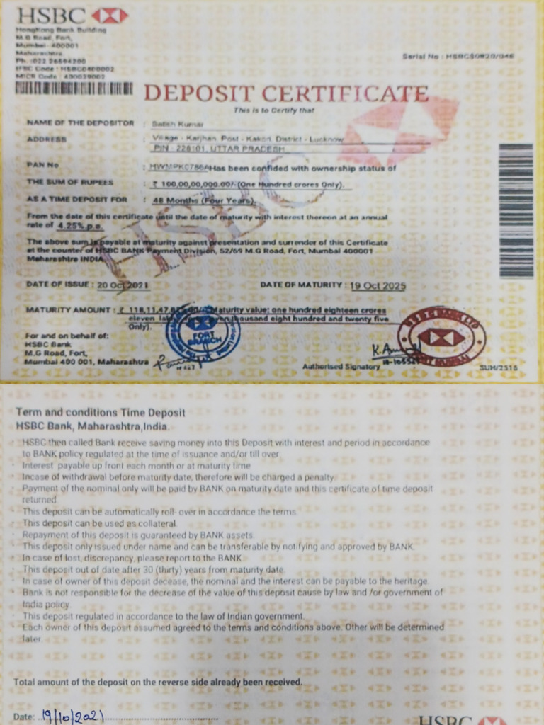 HSBC FD S Kumar | PDF