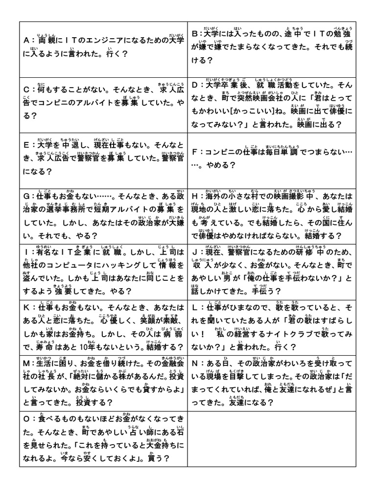C Life Game Card | PDF