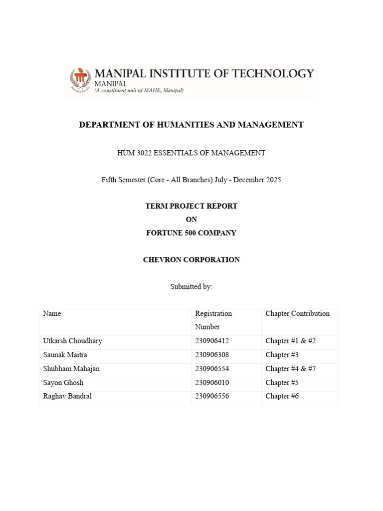 Term Project Report - EOM | PDF | Performance Appraisal | Chevron Corporation