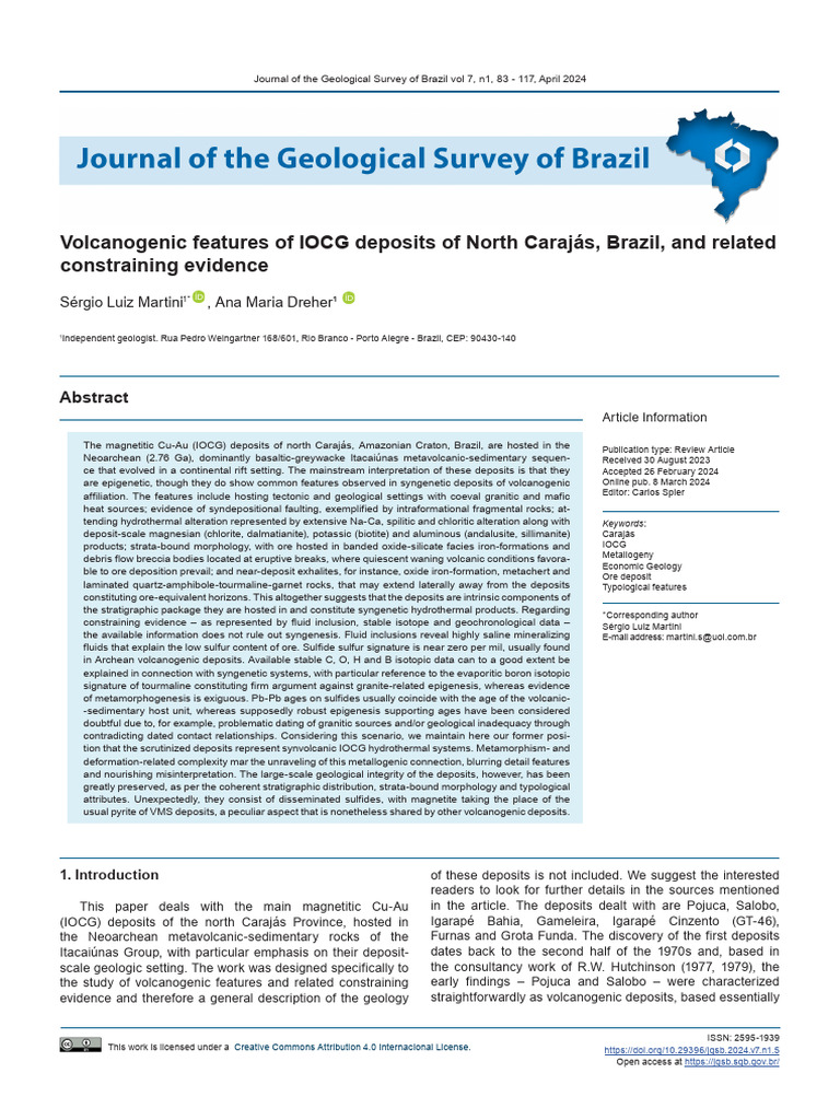 Volcanogenic Features of IOCG Deposits of North Carajás, Brazil, and ...