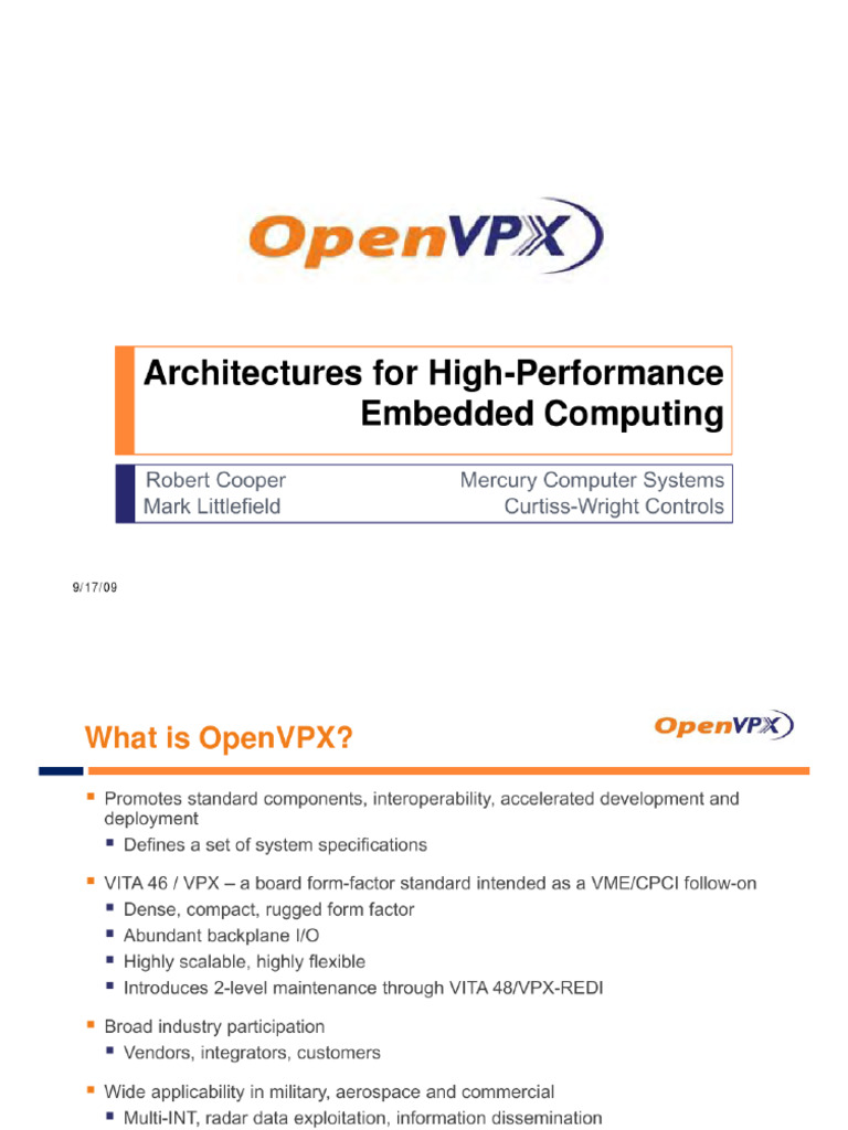 OpenVPX Architectures For High Performance Embedded Computing | PDF