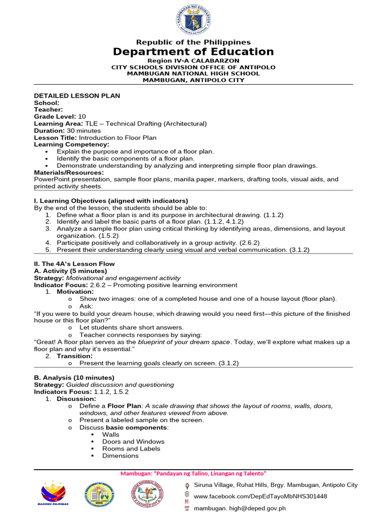 Lesson Plan 4as For Demo | PDF | Technical Drawing | Cognitive Science