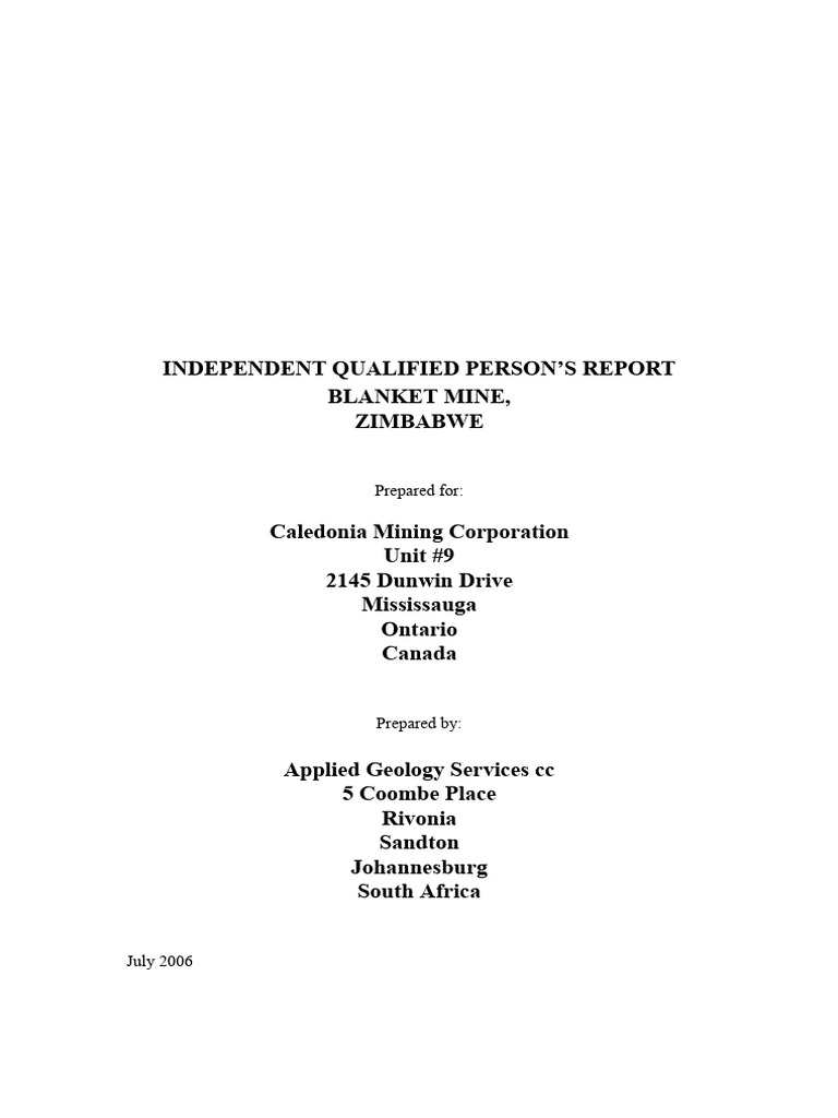 Blanket Mine | PDF | Mining