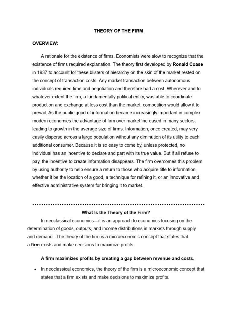 Theory of The Firm - Mangerial Econ 2022 | PDF | Long Run And Short Run ...