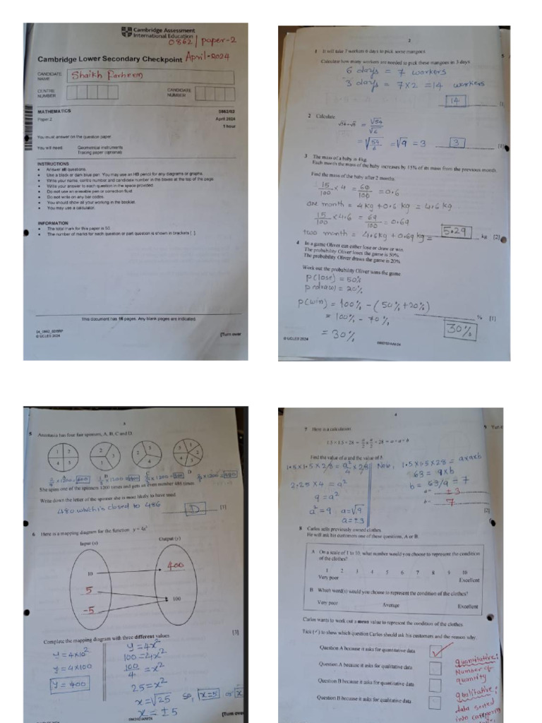 April 2024, Paper-2, Answers With Full Working | PDF