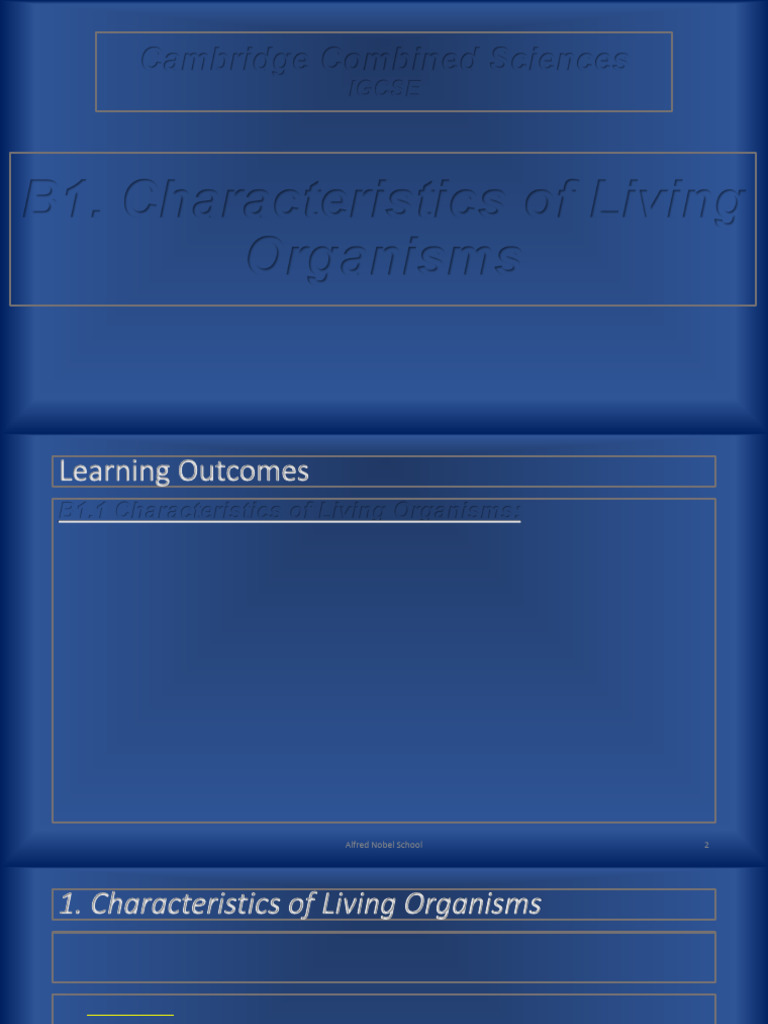 B1. Characteristics of Living Organisms & B2. Cells | PDF | Cell ...