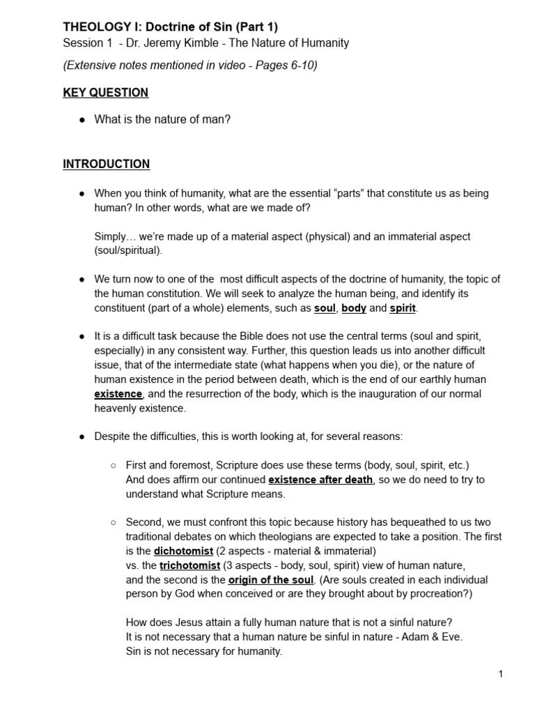 Doctrine of Sin Part 1 | PDF | Soul | Sin