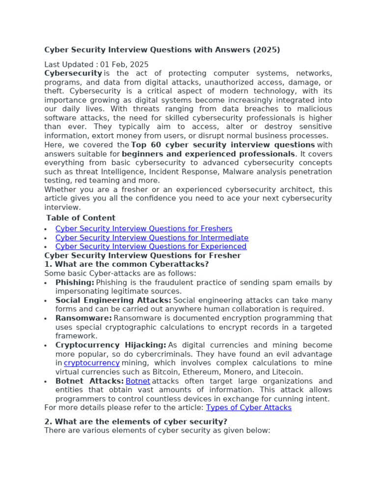 Cyber Security Interview Questions With Answers | PDF | Security ...