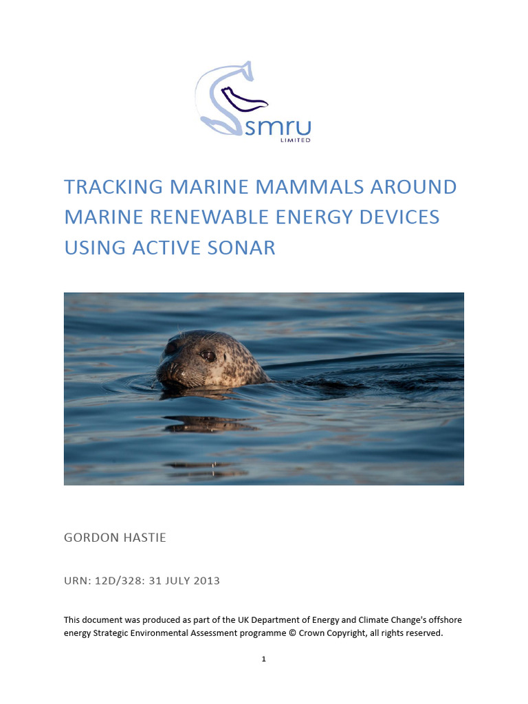 OESEA2 SMRU Tracking Marine Mammals Around Renewable Devices | PDF ...