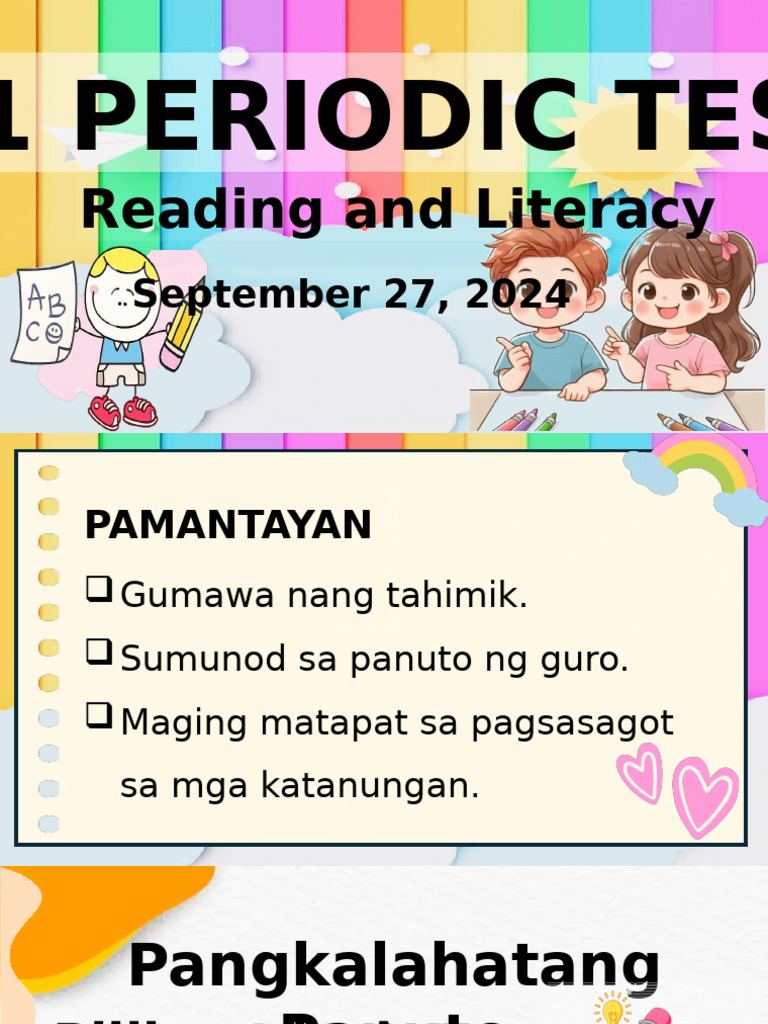 q1 Reading & Literacy - Quarter 1 Periodic Test - w8d5 | PDF