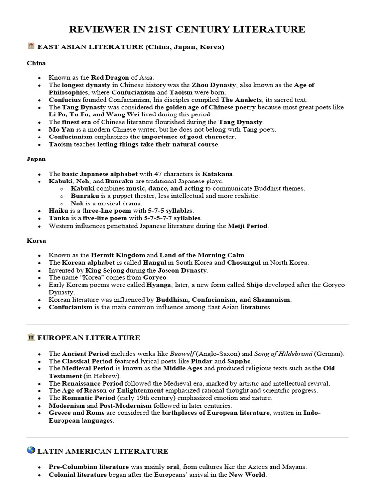 Reviewer in 21st Century Literature | PDF | Korea | Chinese Culture