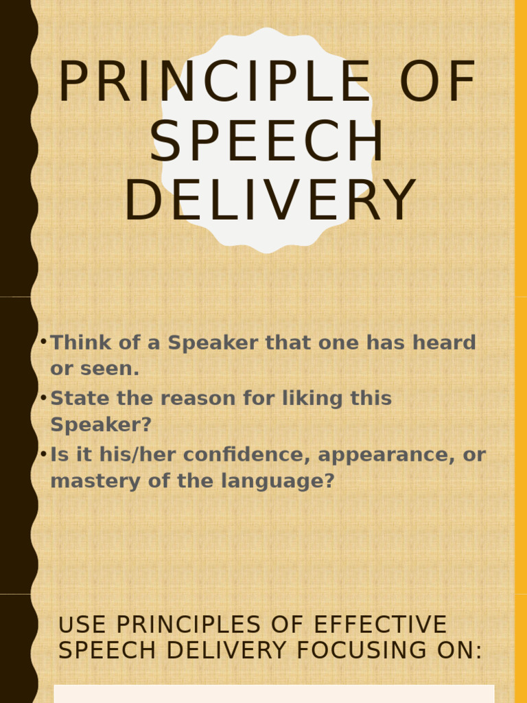 Principle of Speech Delivery | PDF | Speech | Human Voice