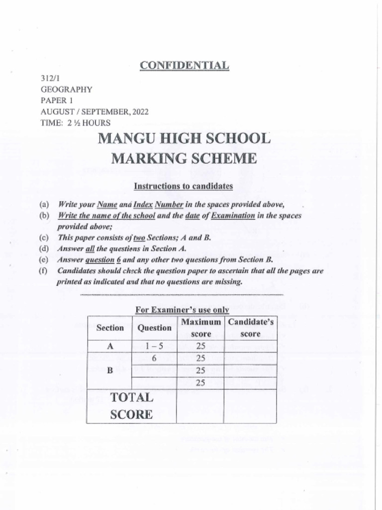 Geography Paper 1 Ms | PDF