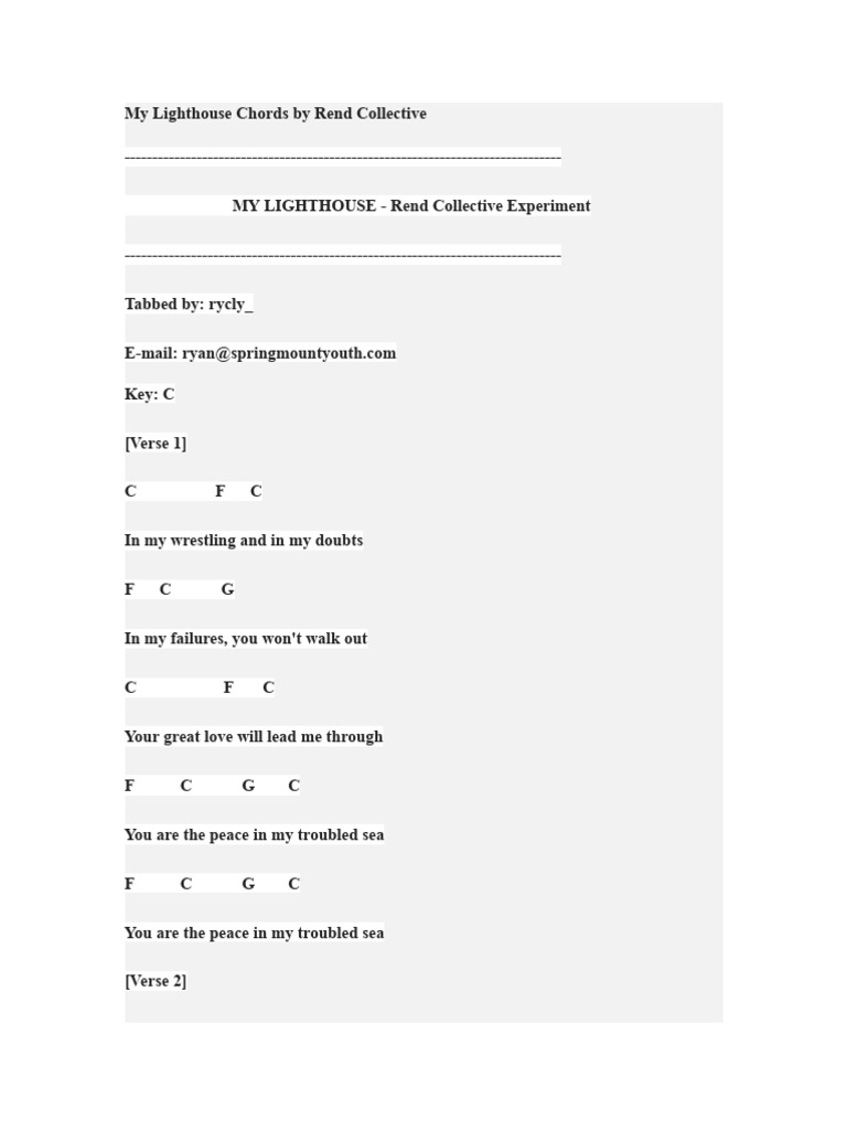 My Lighthouse - Rend Collective | PDF