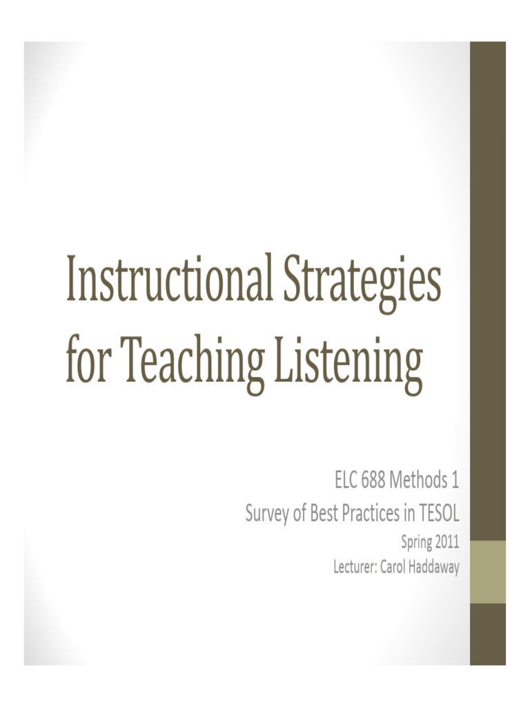 Strategies For Listening Presentation | PDF | Learning | Reading ...