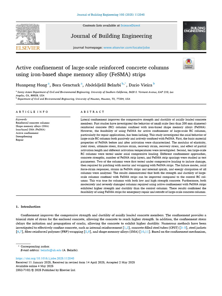 Active Confinement of Large-Scale Reinforced Concrete Columns Using ...