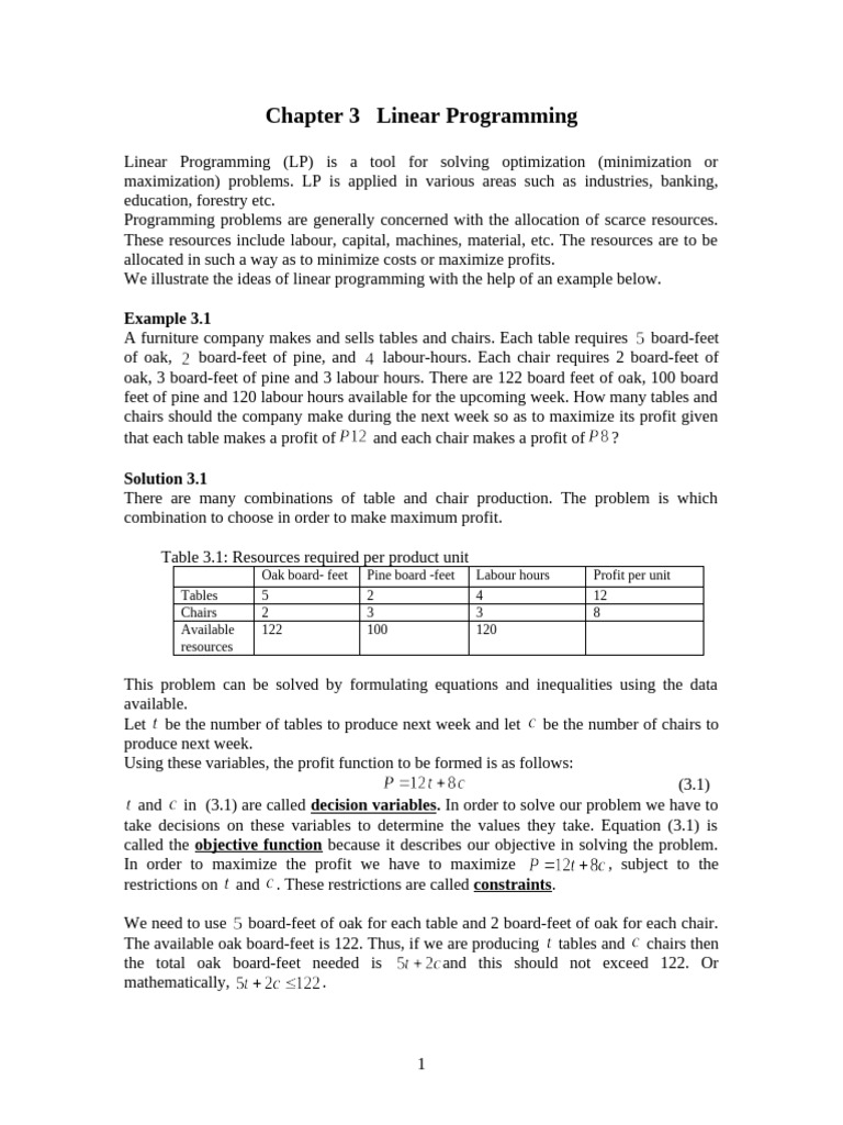 Chapter 3 - Linear Programming | PDF | Mathematical Optimization | Linear Programming