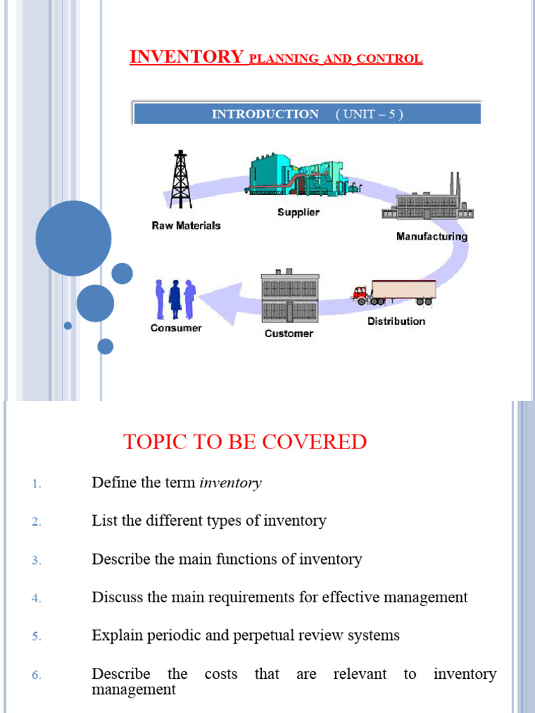 UNIT 5 Inventory Management | PDF | Inventory | Business Economics