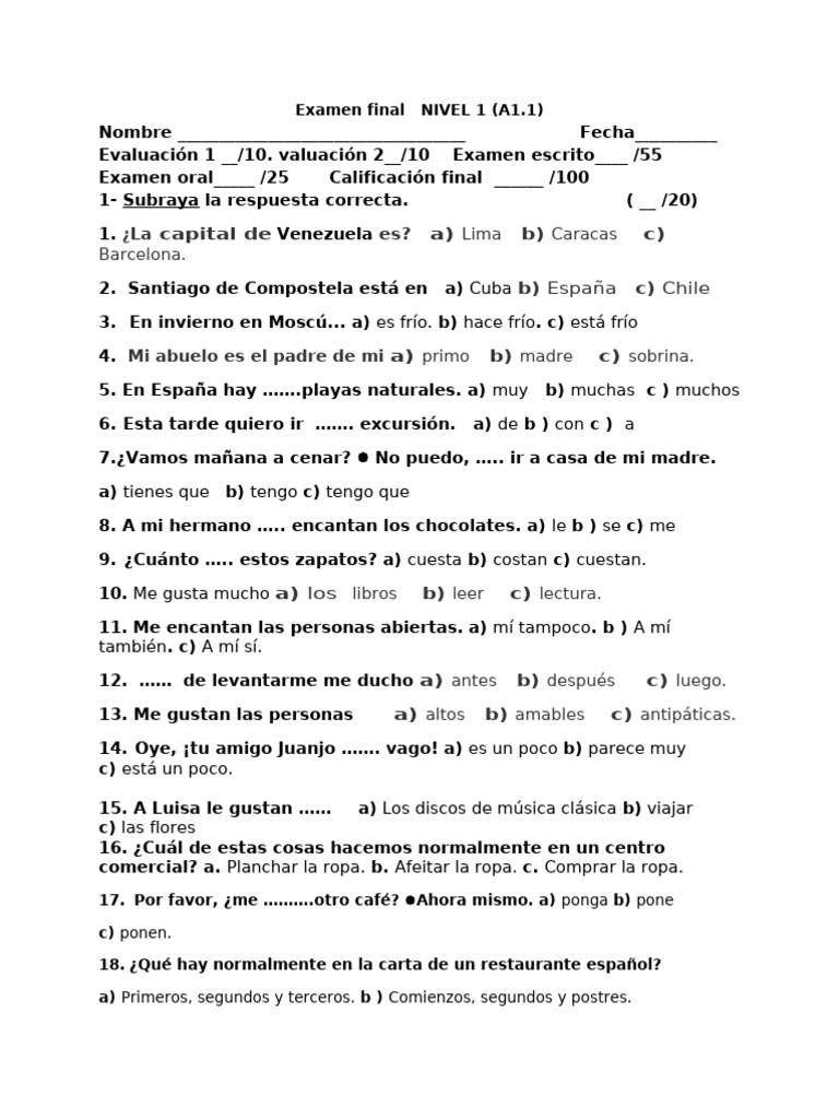 Examen Final Nivel 1 | PDF