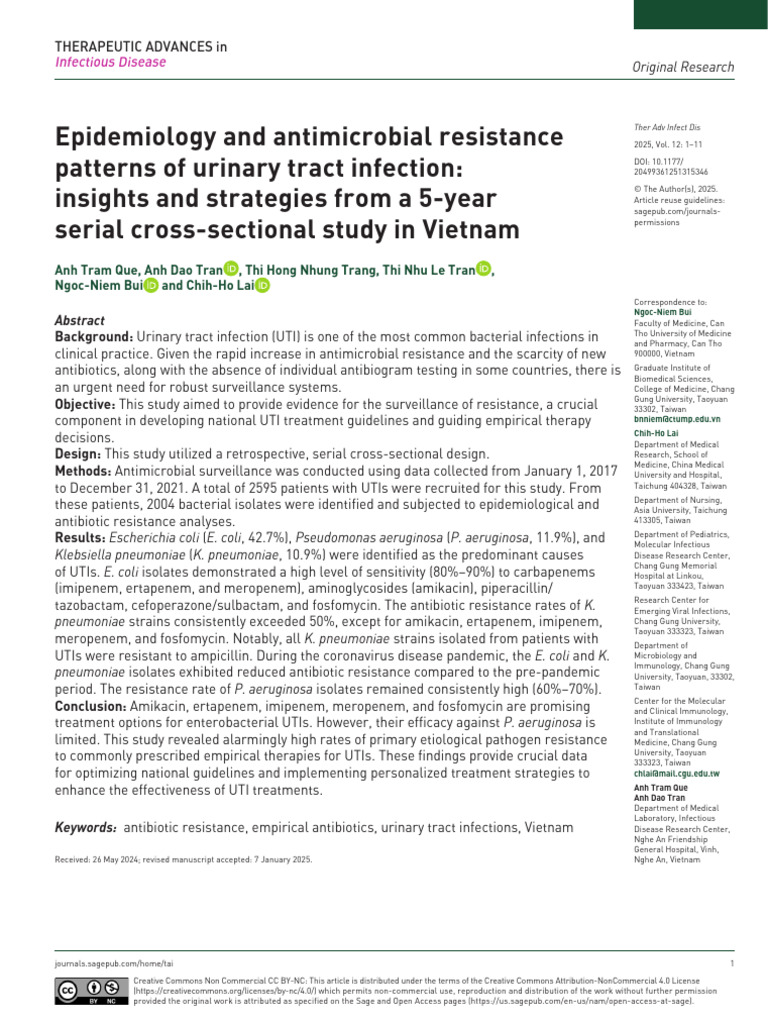 UTI Antibiotic Resistance in Vietnam Study | PDF | Beta Lactamase ...