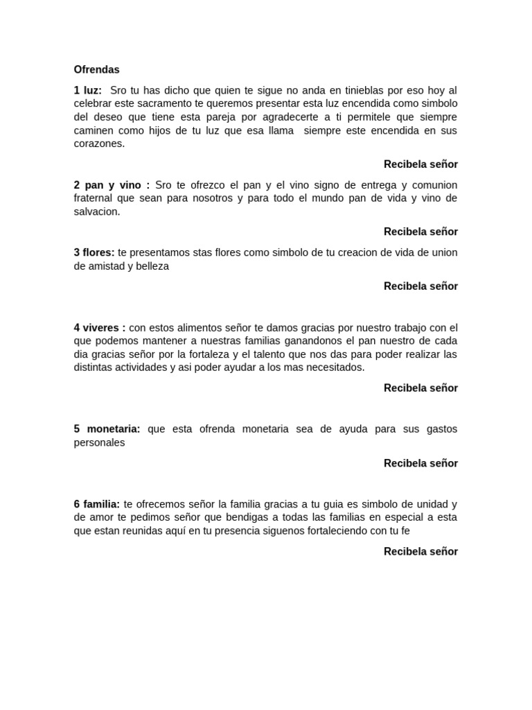 Recibelo Señor | PDF | eucaristía