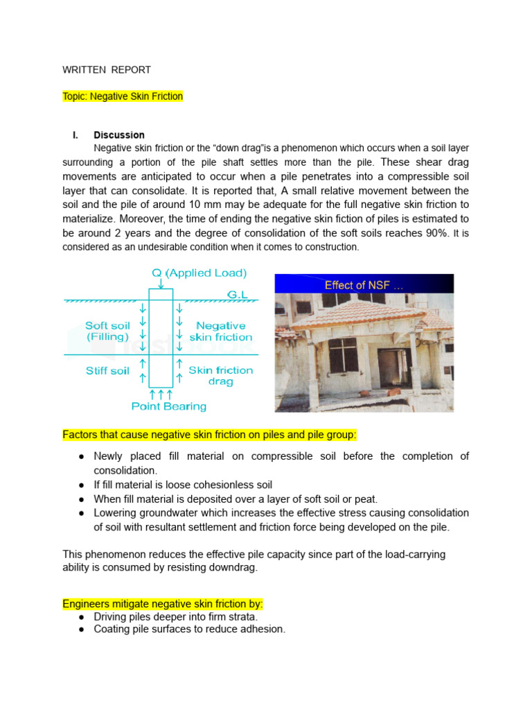 Negative Skin Friction on Piles Formula | PDF | Friction | Soil