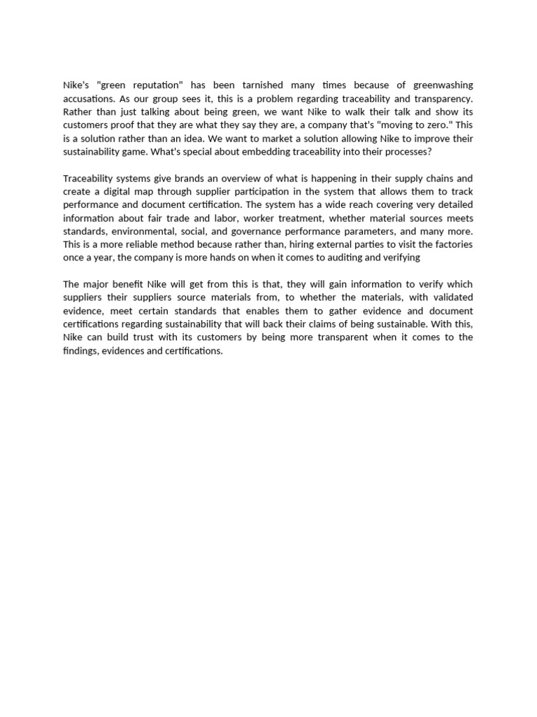Enhancing Nike's Sustainability Transparency | PDF | Supply Chain ...