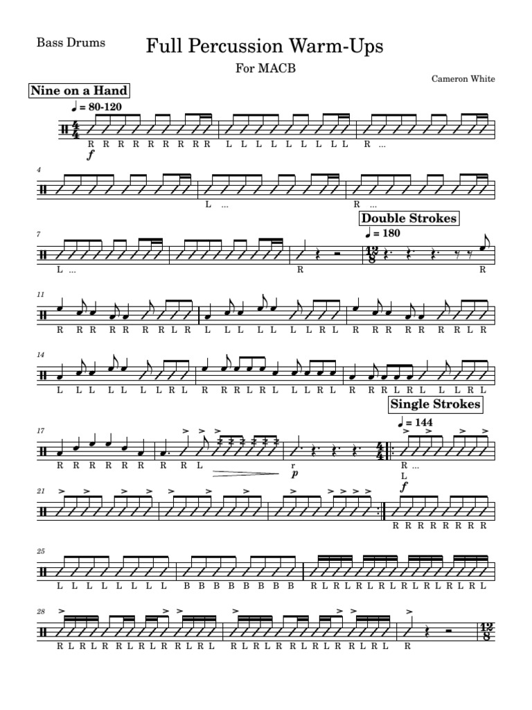 Full Percussion Warm Ups Bass - Drums | PDF