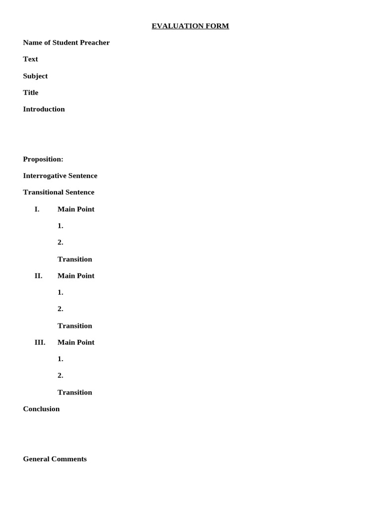 Nassal Sermon Evaluation Forms 13.07.2021 | PDF