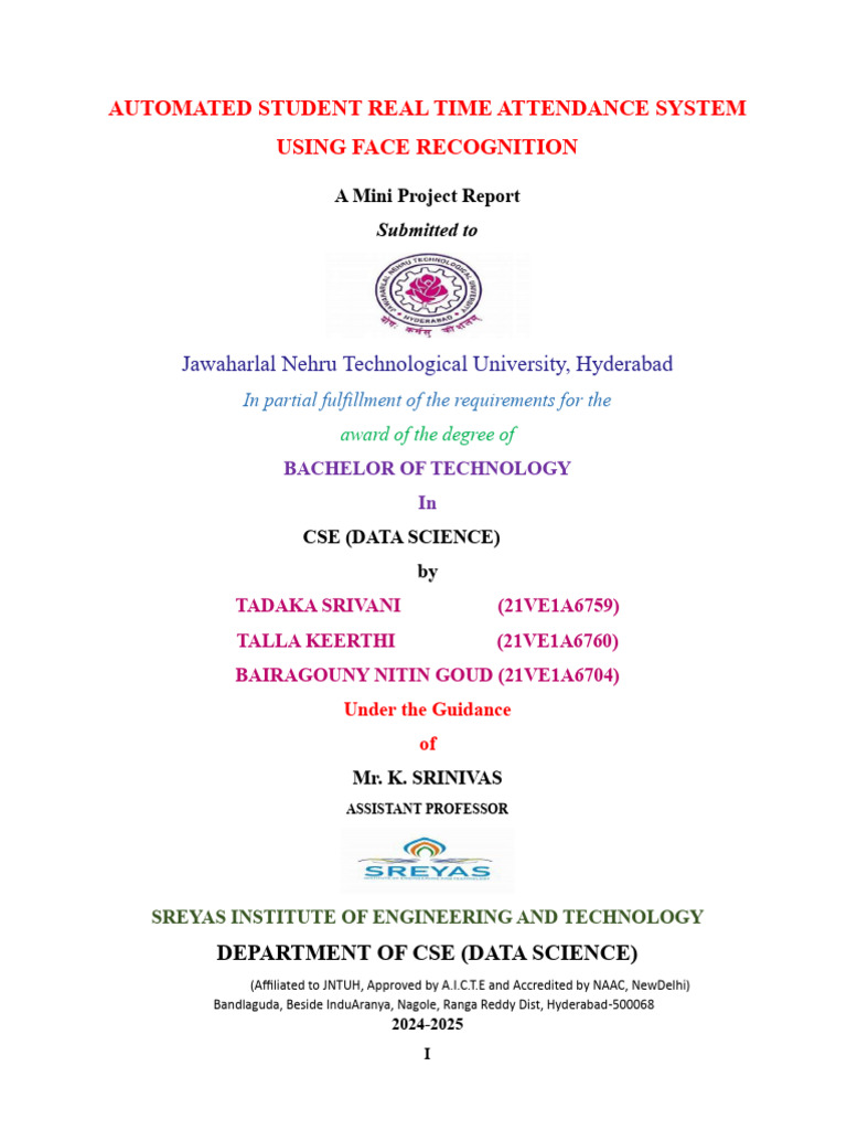 Automated Student Real Time Attendance System Using Face Recognition Documentation | PDF | Deep ...