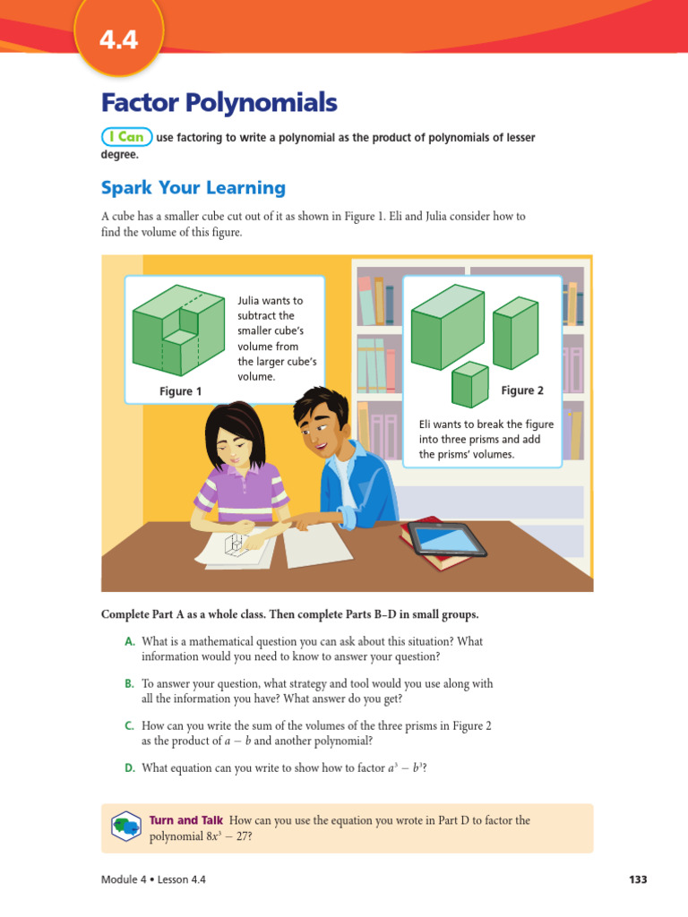 Algebra 2 Unit 2 Lesson 4.4 SE | PDF | Factorization | Polynomial