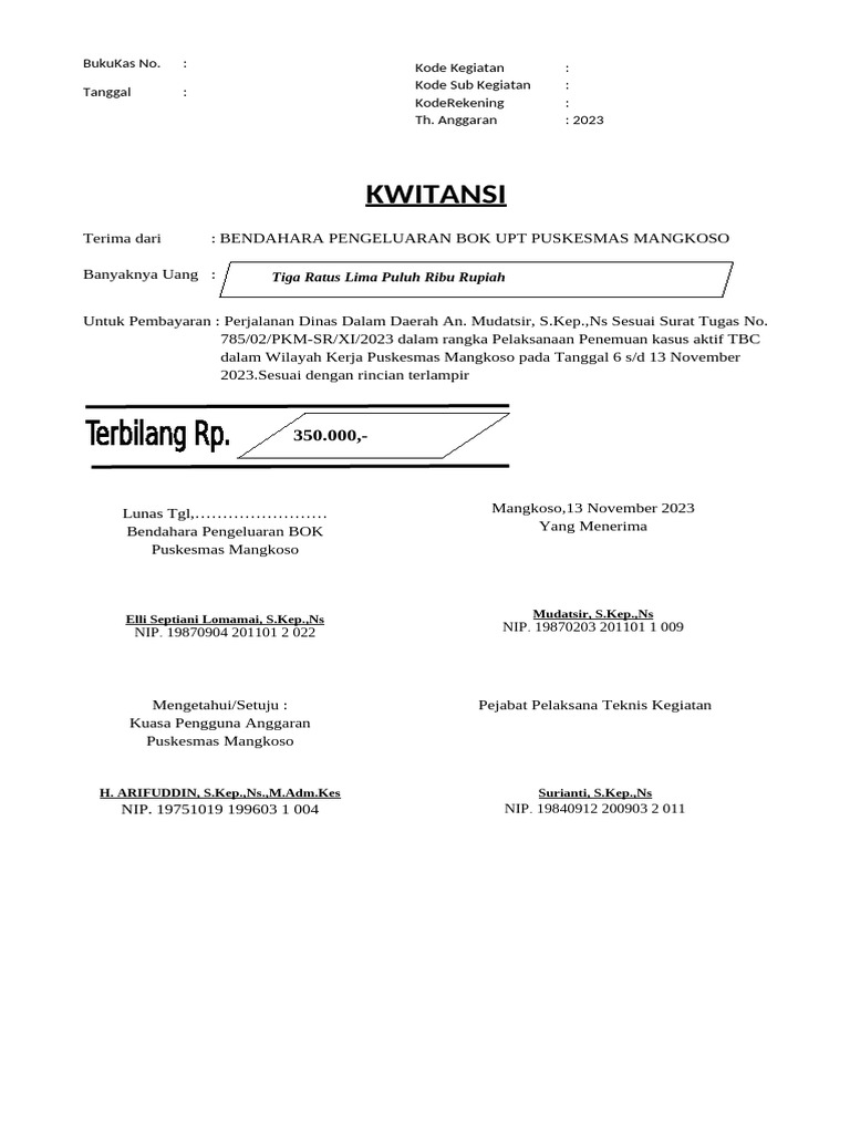 Kwitansi Perjalanan Dinas Dalam Kota-1 | PDF