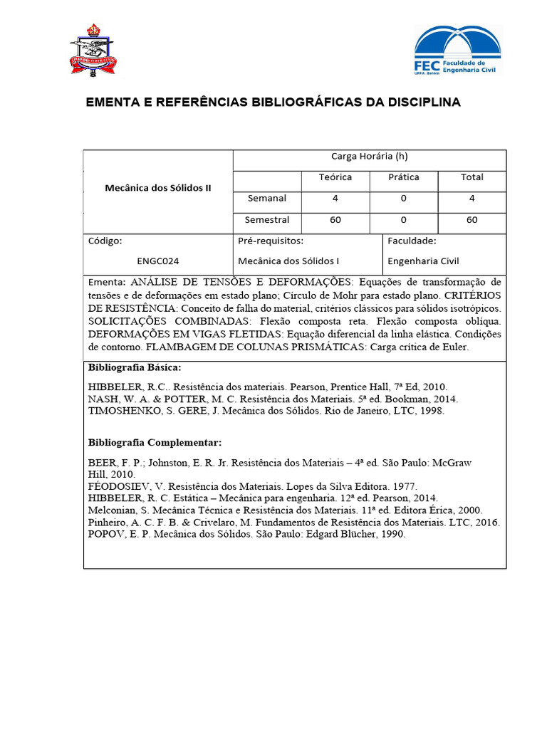 Ementa e Referencias Bibliograficas-MEC II | PDF