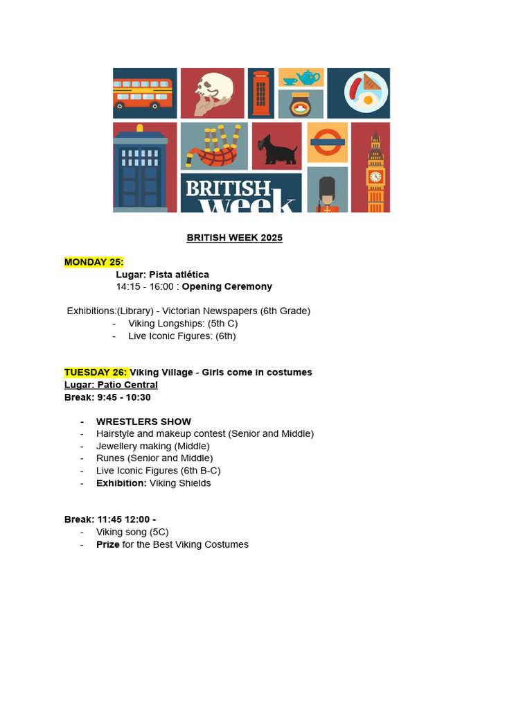 British Week 2025 Event Schedule | PDF